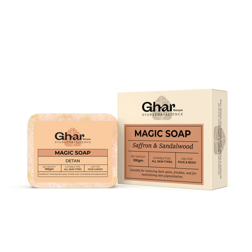 Ghar Soaps Magic Soap Sandalwood + Saffron Bar for Moisturizing and ...