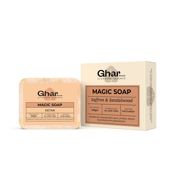 Ghar Soaps Magic Soap Sandalwood + Saffron Bar for Moisturizing and ...